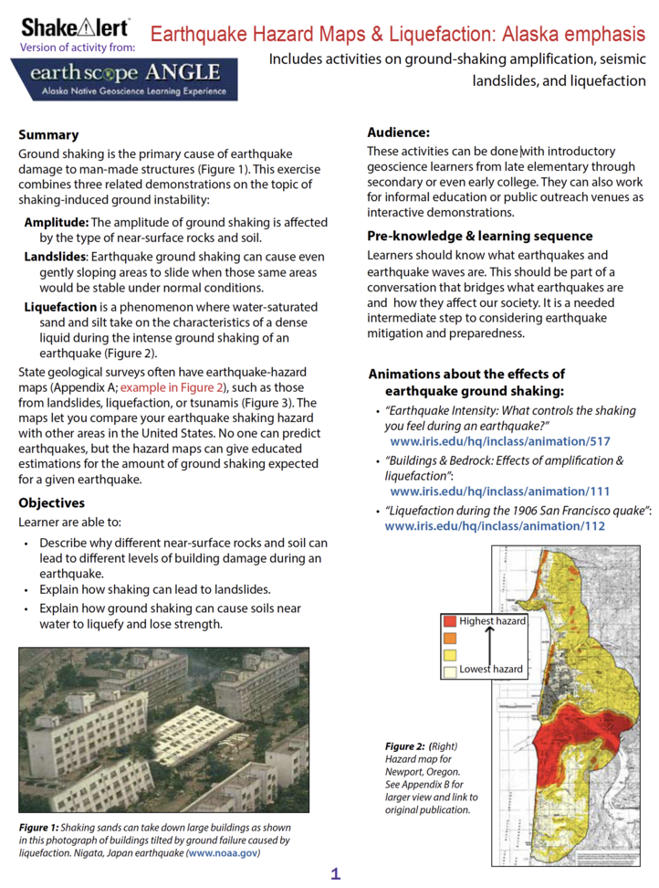 Earthquake Hazard Maps & Liquefaction: Alaska emphasis