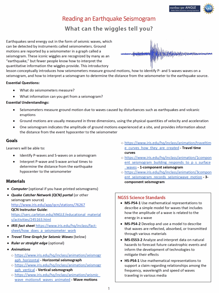 Reading an Earthquake Seismogram