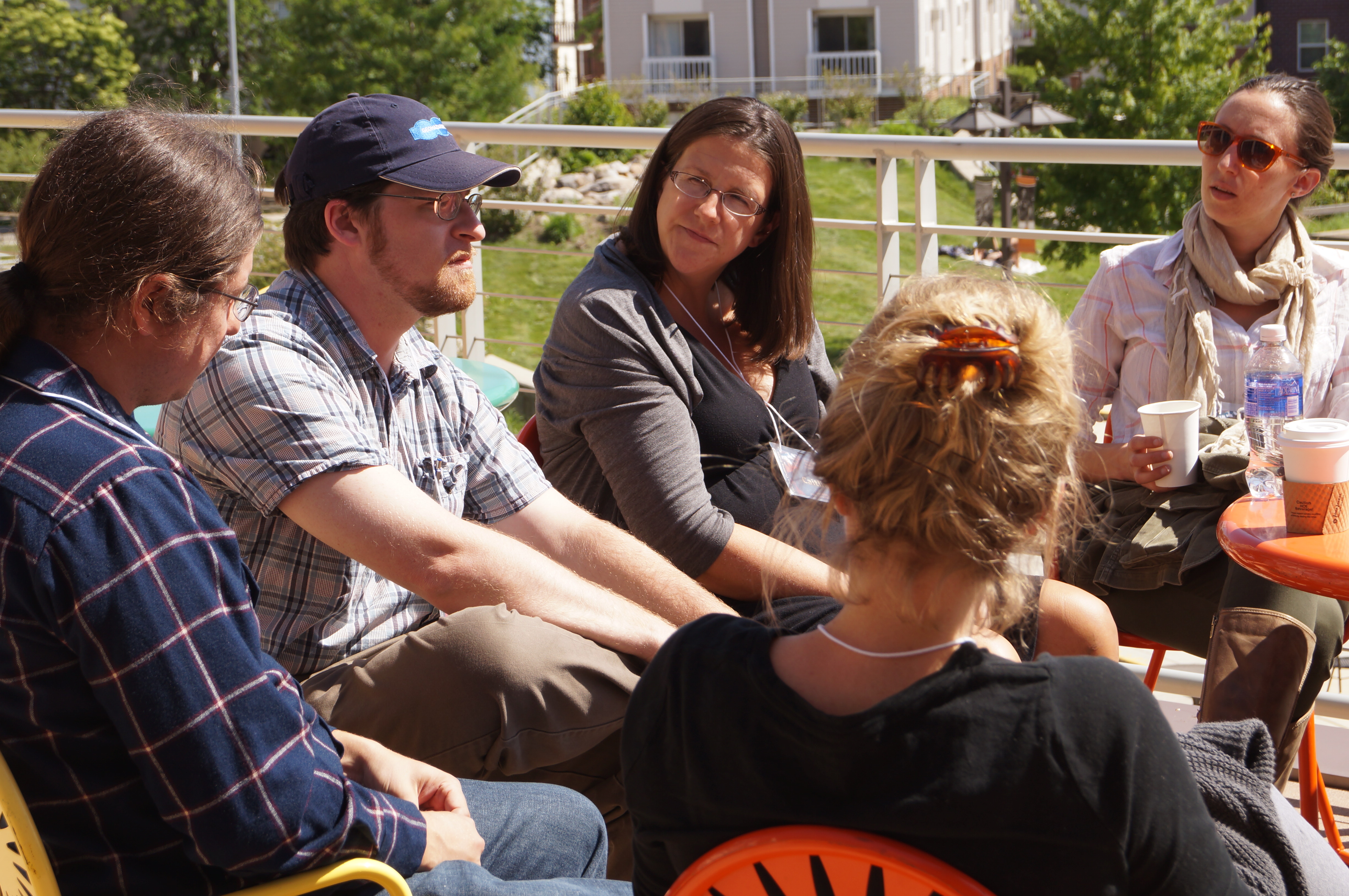 Workshop participants discussing their research