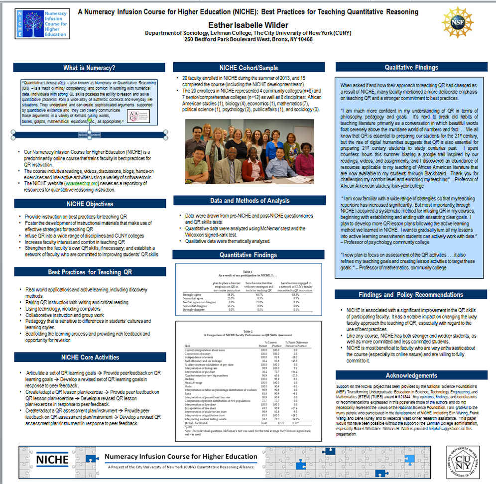 NICHE and NICE Publications and Presentations