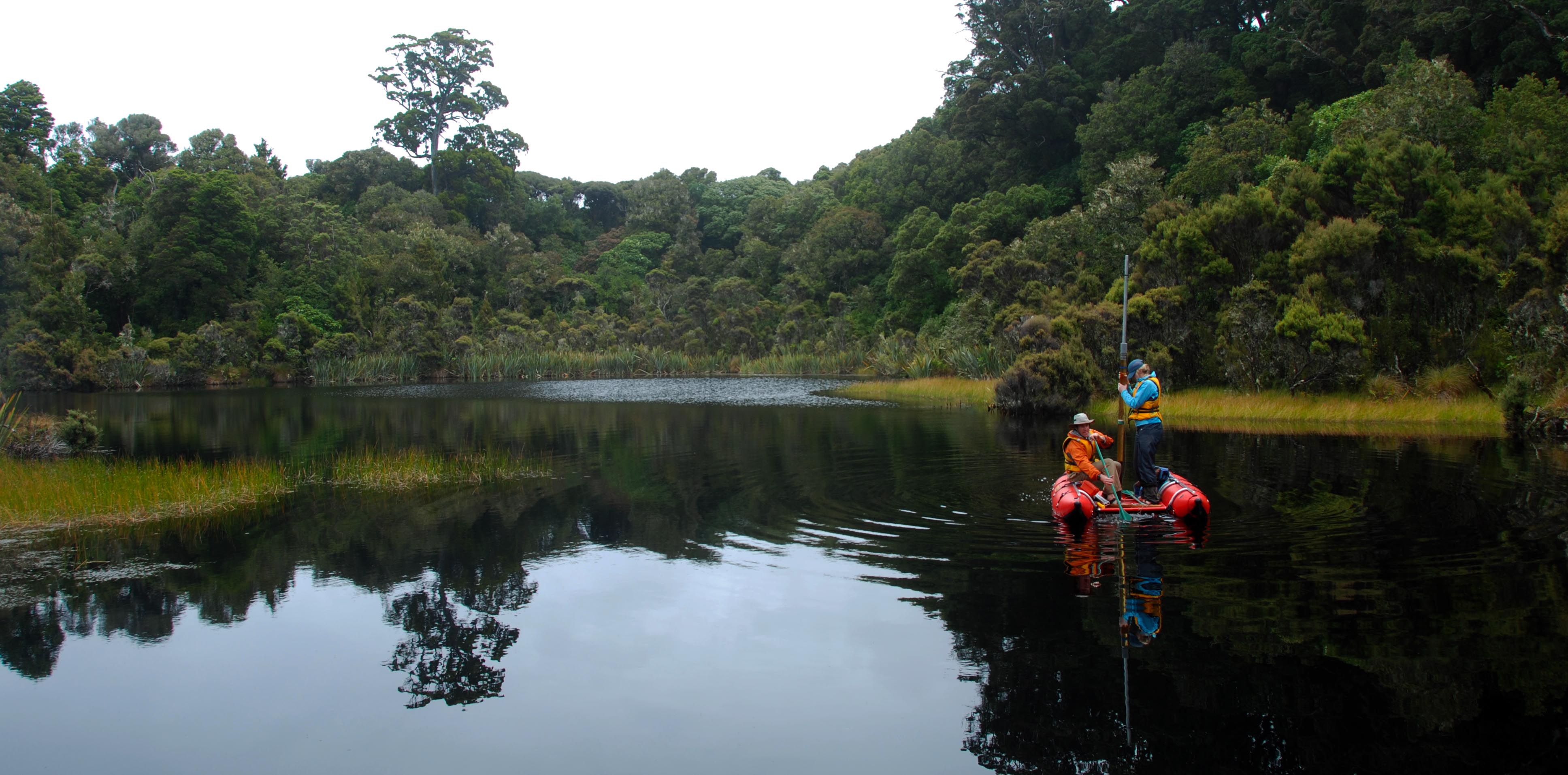 coring Lake Wilkie, South Island, New Zealand