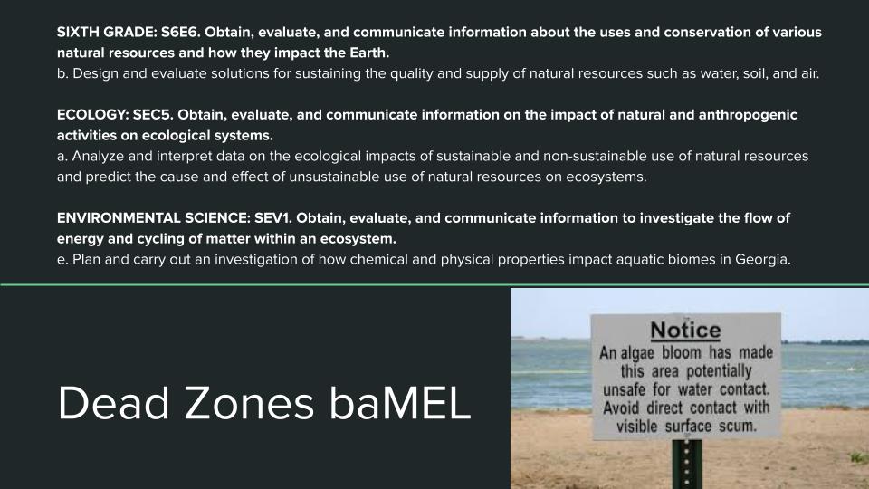 MEL Activity: Dead Zones baMEL title slide