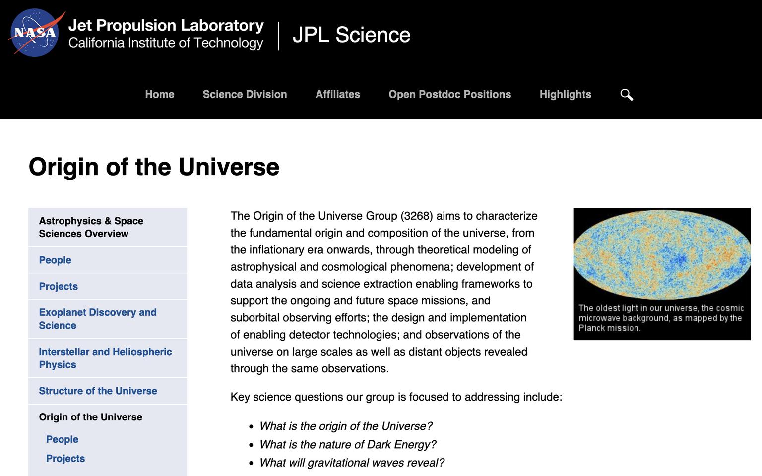 Origins of the Universe pcMEL