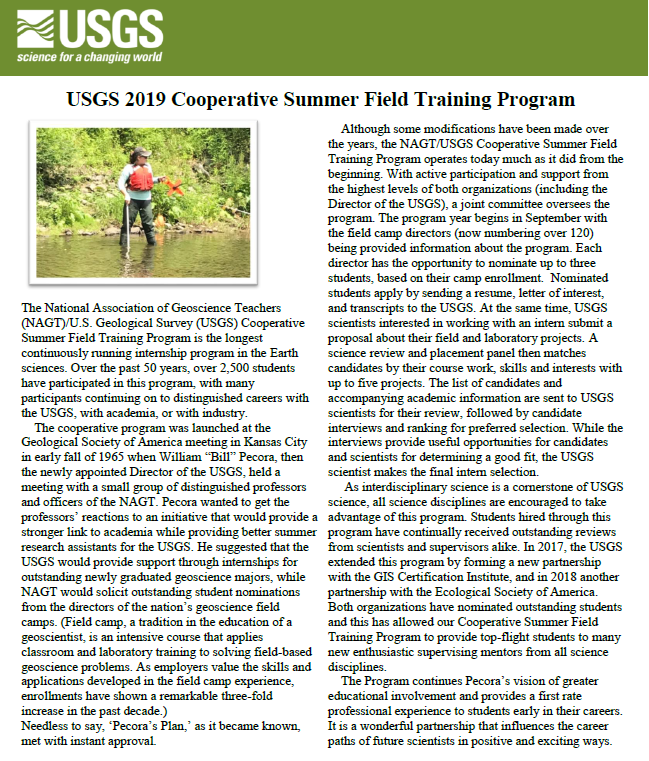 2019 NAGT-USGS Interns