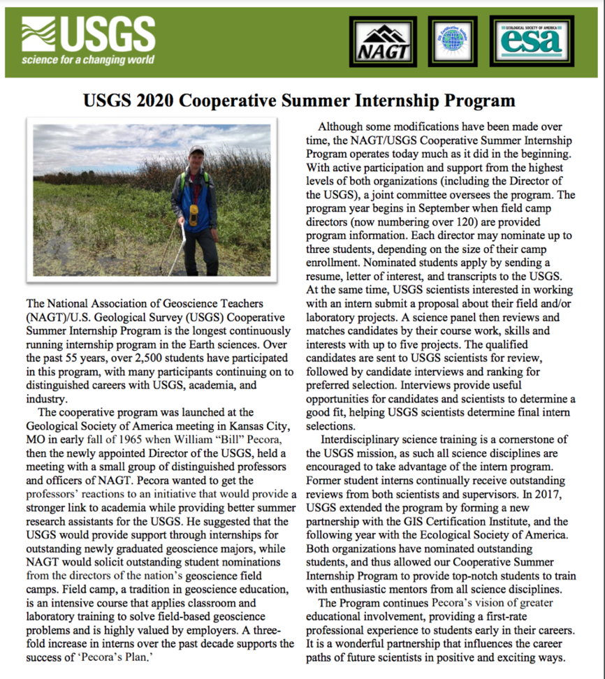 2020 NAGT-USGS Interns