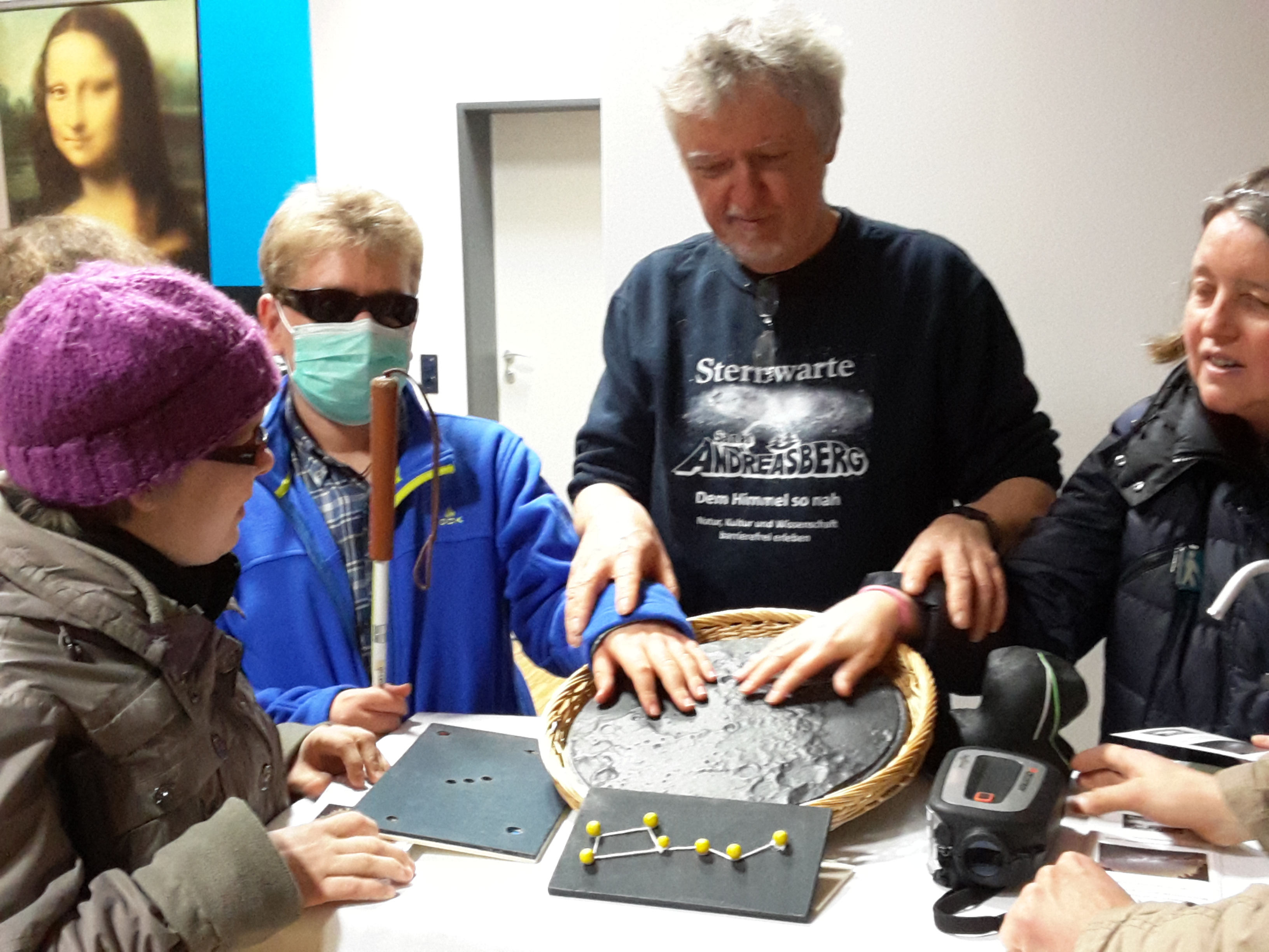 Students using tactile models
