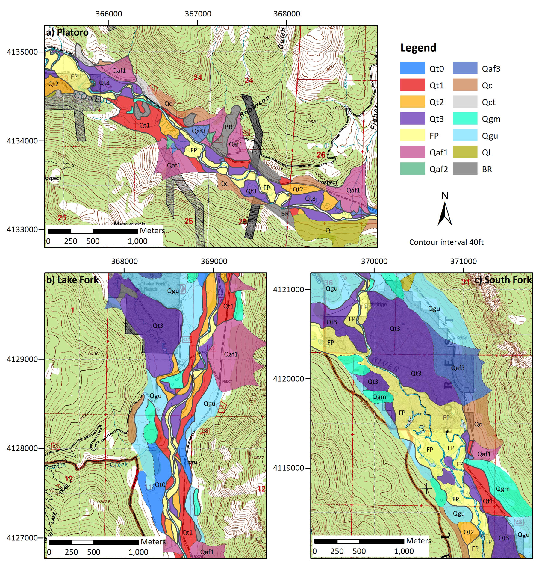 Geomorphic maps from the Conejos River Valley