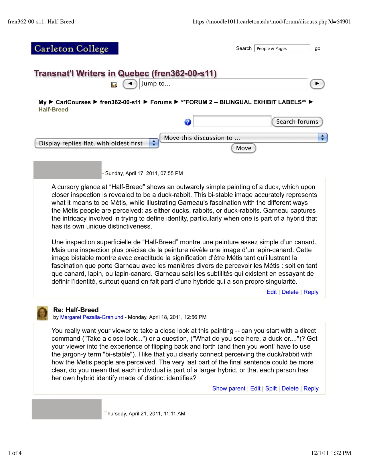 FREN 362: Transnational Writers in Quebec